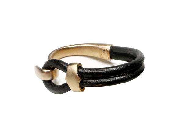 Gold Lasso Hook & Slide Leather Bracelet - Erica Zap Designs