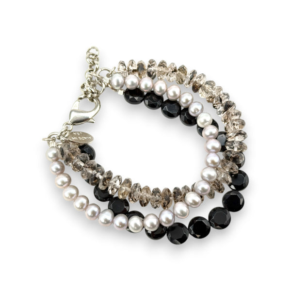 3-Strand Stone Pearl Bracelet - Erica Zap Designs