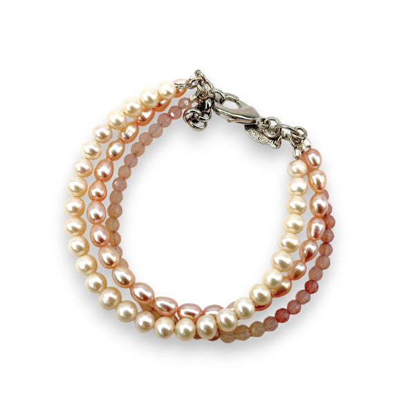 3-Strand Stone Pearl Bracelet - Erica Zap Designs
