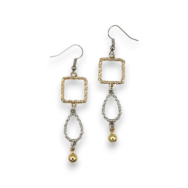 Twisted Metal Square & Teardrop Earrings - Erica Zap Designs