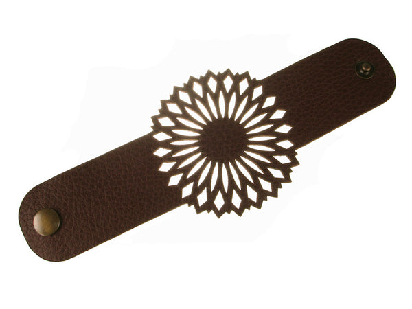 Laser Cut Leather Bracelet | Mandala Inspired Pattern - Erica Zap Designs